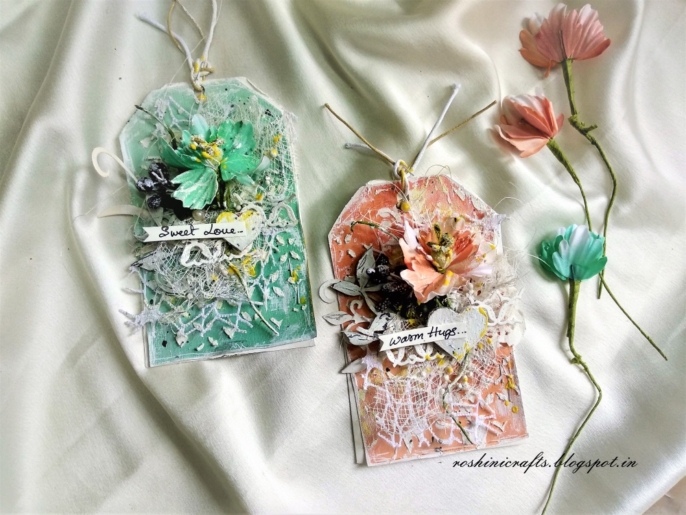 Sweet Love & Warm hugs - Duo tags using prima marketing flowers ...