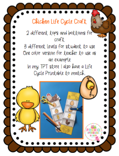 Chicken Life Cycle Craft ~ Preschool Printables