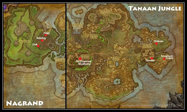 WoW Rare Spawns: New Rares in Nagrand and Tannan Jungle (Patch 6.2.2)
