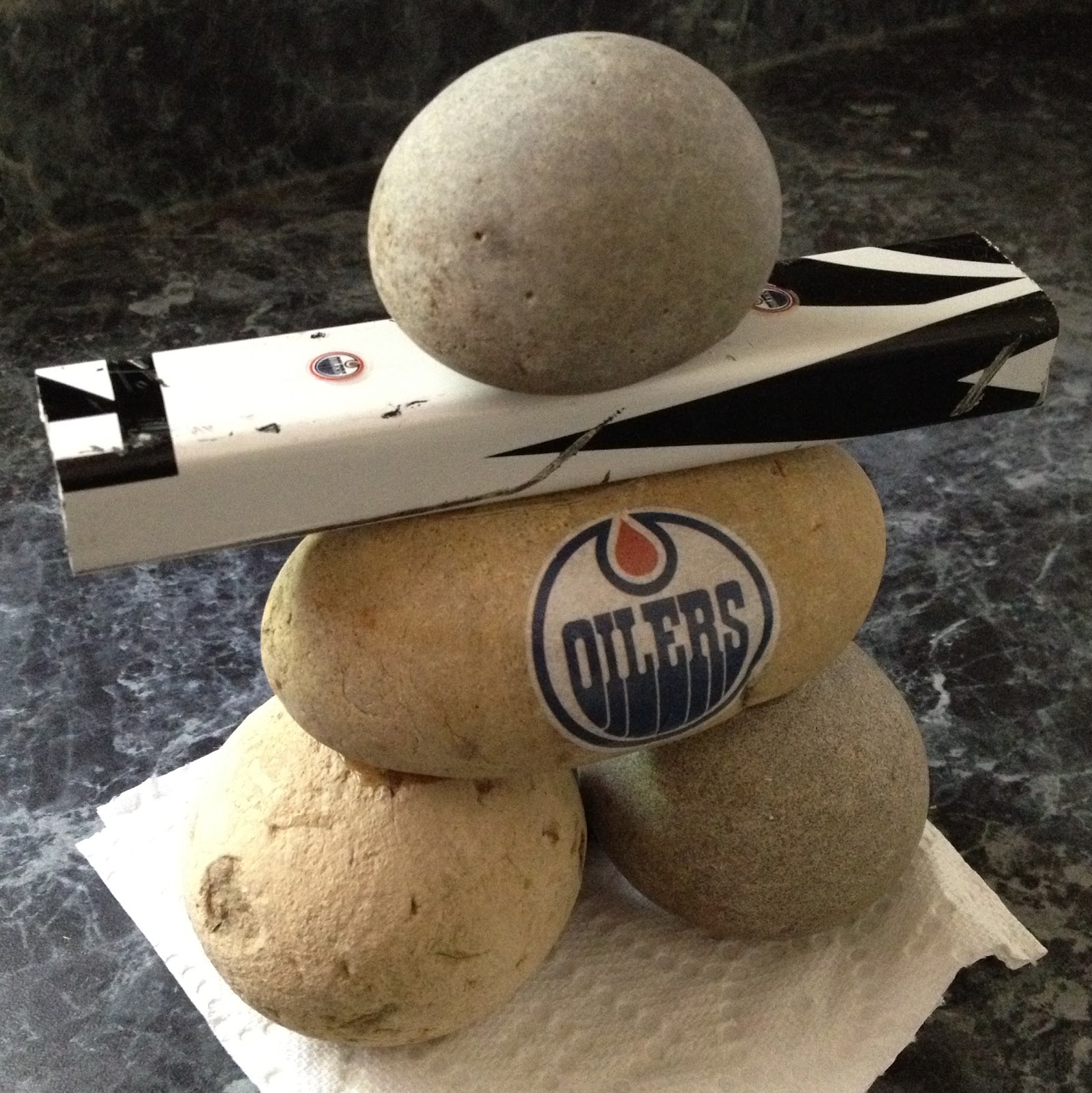 Stick This: DIY Hockey Player Rock Art (Using a Broken Stick)
