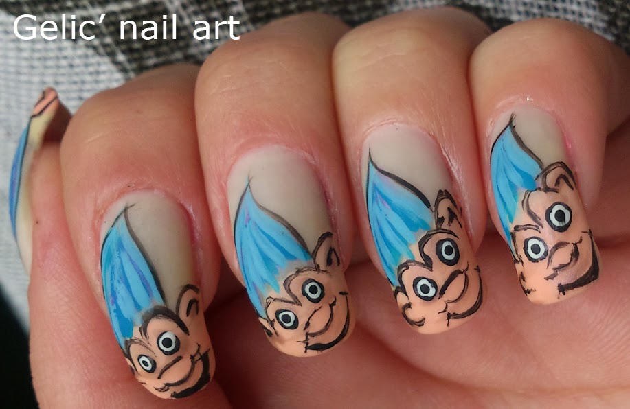 Gelic' nail art: 31DC2013 Day 29; Troll doll nail art