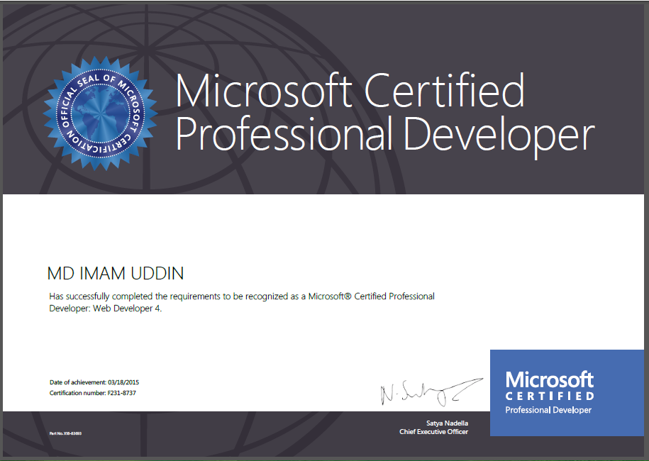 MCP Exam Certificate & Transcript