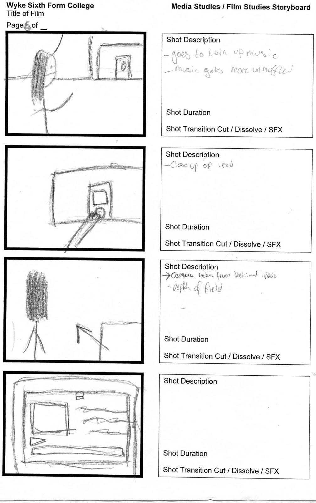 A2 Film Studies: Storyboard Location One & Animatic;