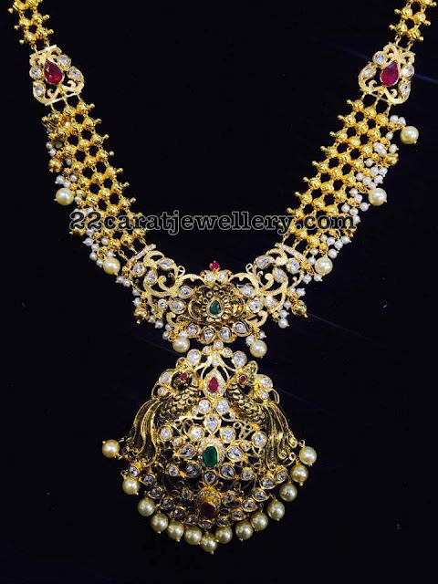 Antique Long Chain with Two Step Pendant - Jewellery Designs