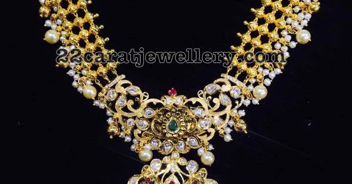 Antique Long Chain with Two Step Pendant - Jewellery Designs