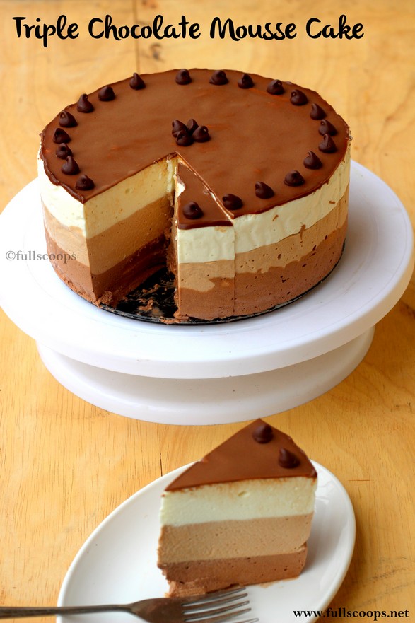 Triple Chocolate Mousse Cake ~ Full Scoops - A food blog with easy ...