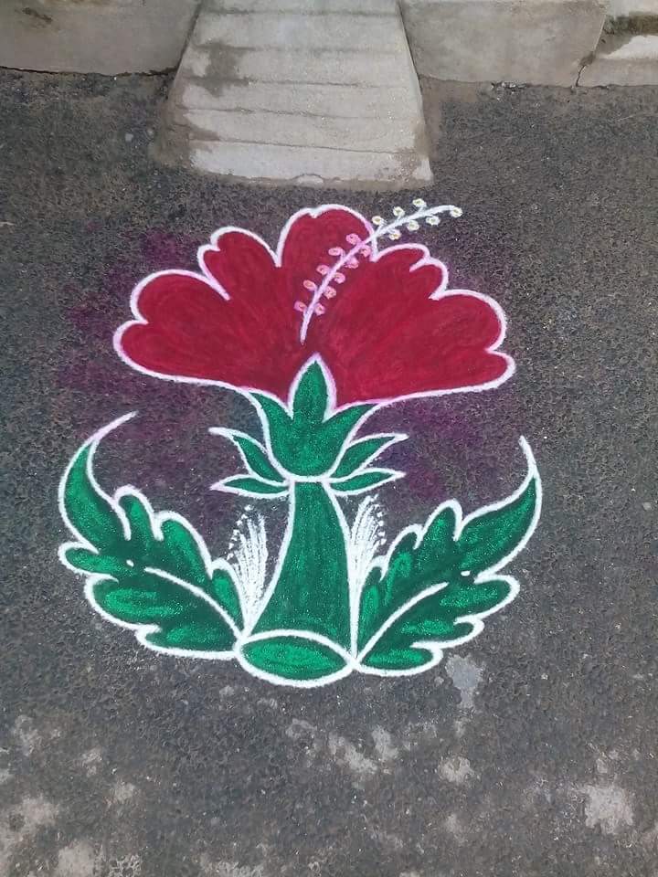 TELUGU WEB WORLD: MANDHARA PUVVU - FREEHAND RANGOLI ART PICS COLLECTION