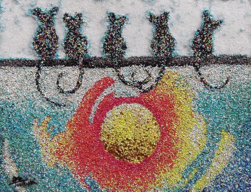 Colored sand painting by Ako Tsubaki ~ art crafts projects