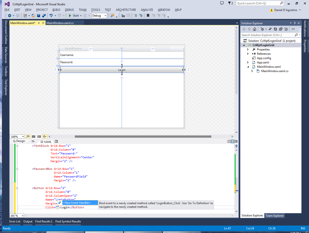 Programmer's Ranch: C# WPF: Basic Login Form using a Grid Programmer's Ranch: C# WPF: Basic Login Form using a Grid
