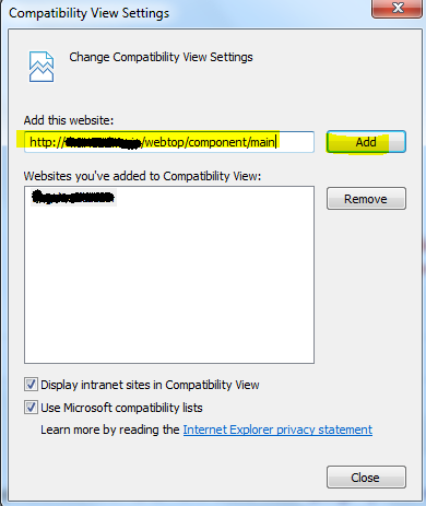 Compatibility view settings on Windows 10 and/or Internet Explorer 11 ...