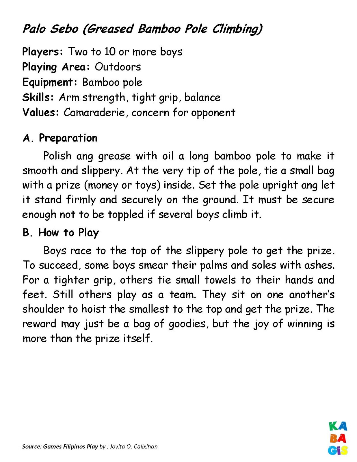 Kabagis: LARONG PINOY: Palo Sebo