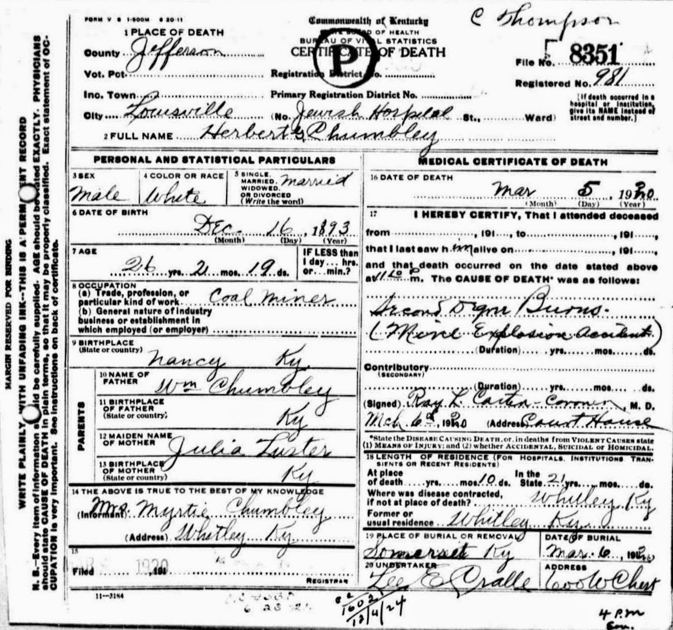 The Edward Coffey Project: Herbert G. Chumbley