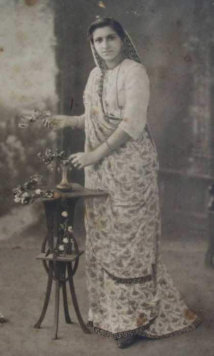 Undated Studio Photograph of an Indian Lady in Sari - Old Indian Photos