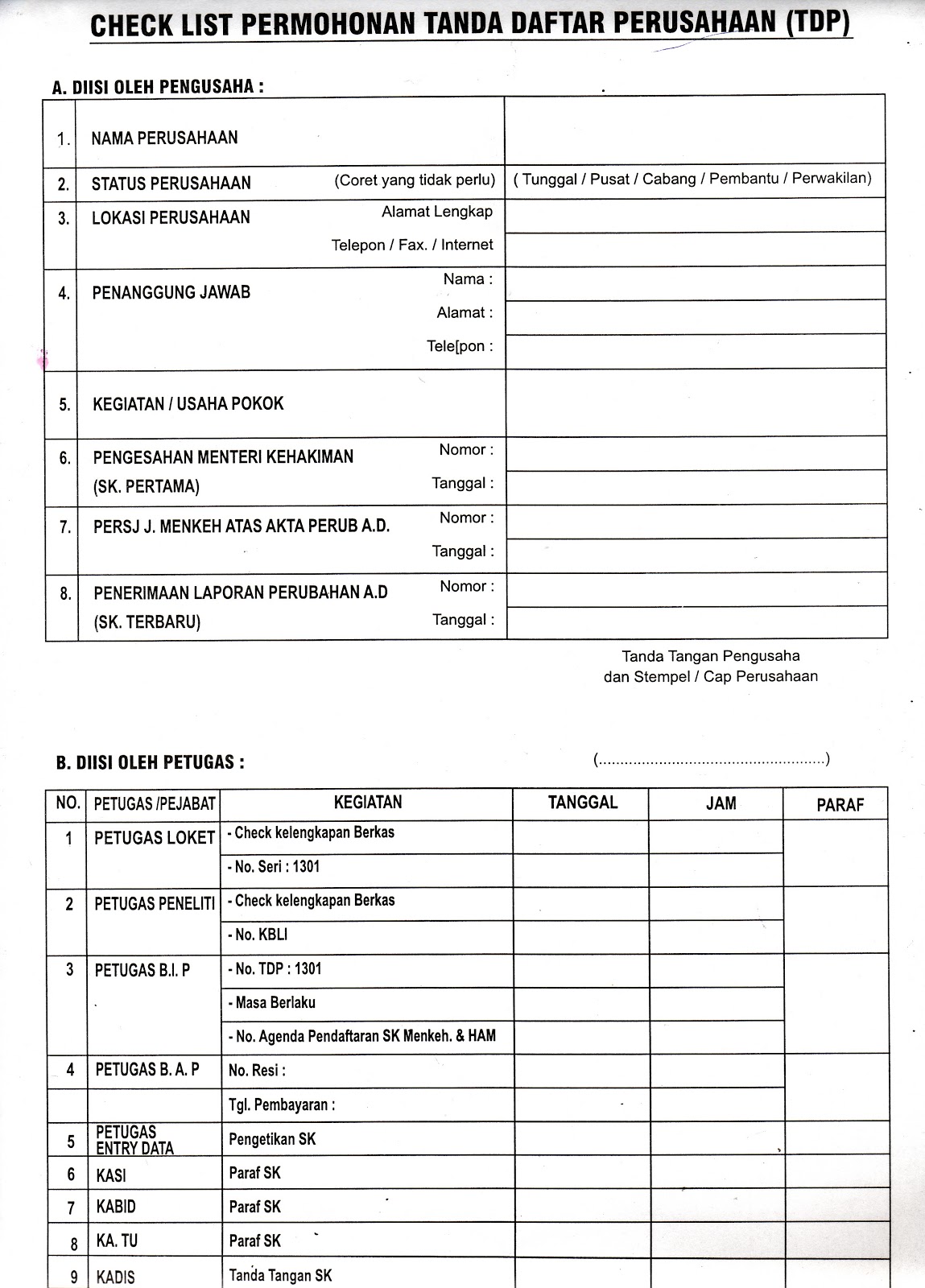 HAPPY FORCE: Persyaratan dan Permohonan SIUP dan TDP