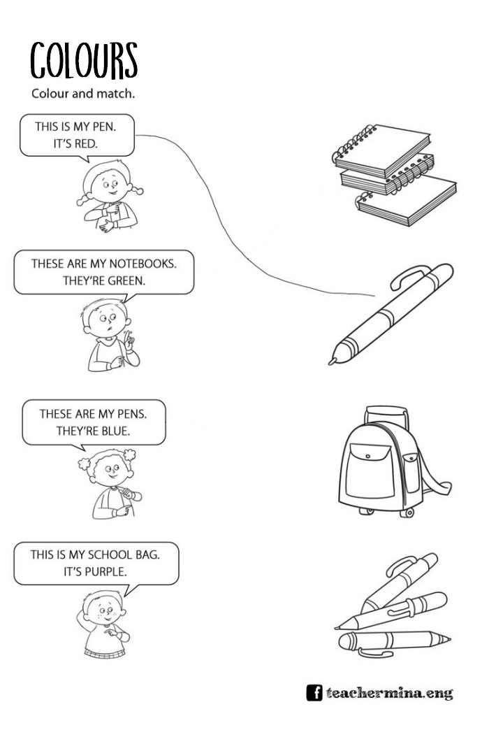 Teachermina: [activity] colours and school materials
