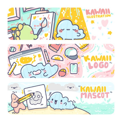 Design Cute And Kawaii Social Media Banner | Your Content Marketing ...