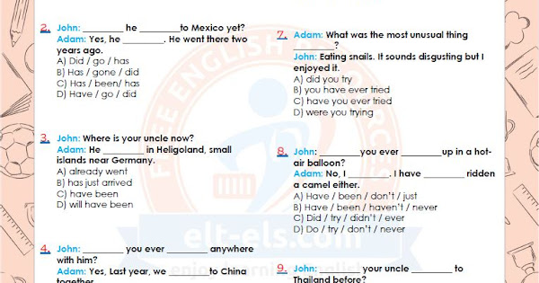 Present perfect simple multiple choice test | www.elt-els.com