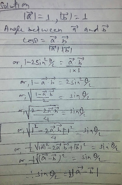If vector a and vector b are unit vectors and theta is the angle ...