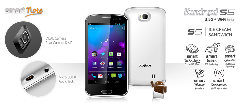 Spesifikasi dan Harga Advan Vandroid S5 ~ Beranda Handphone