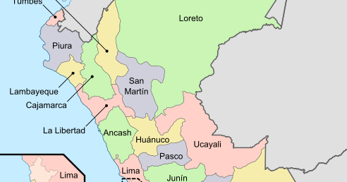 Aula Virtual de Geografía.: Mapa político del Perú: 25 regiones.