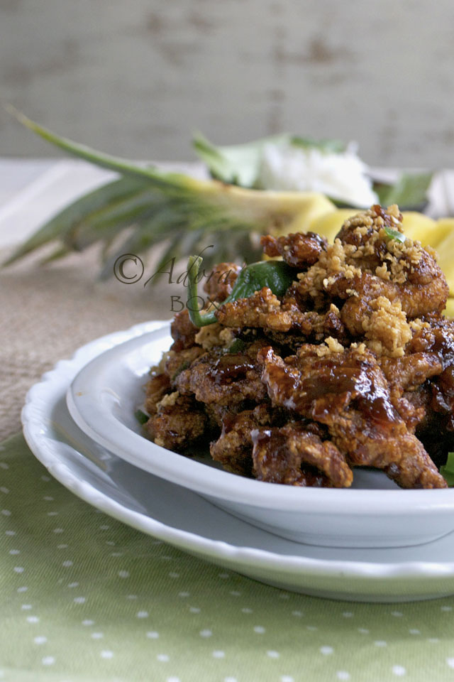 Adora's Box: CRISPY PORK BINAGOONGAN (CRISPY PORK WITH SHRIMP PASTE GLAZE)