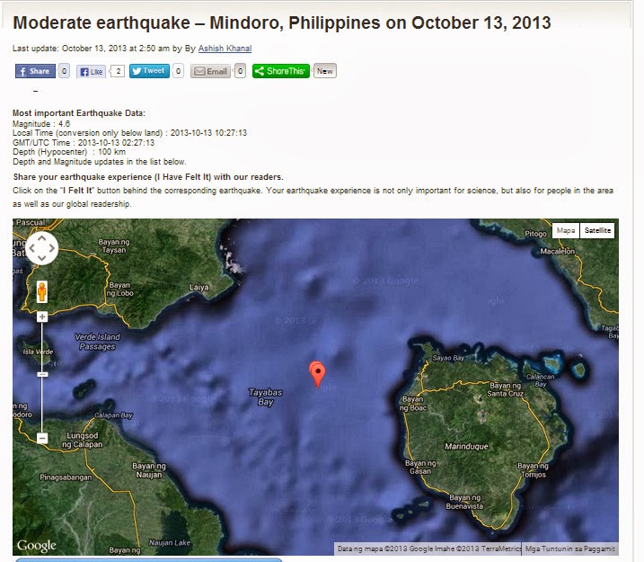 Marinduque Rising: Magnitude 4.6 earthquake between Mindoro and ...