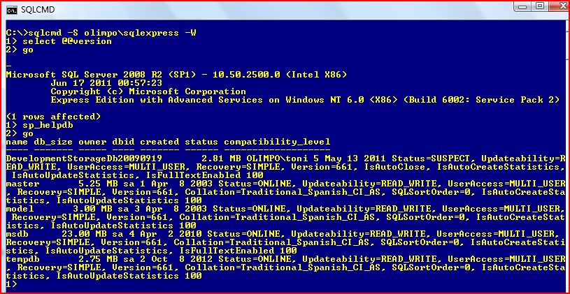 Mis Ceros Y Unos Uso De Sqlcmd Para Acceder A Sql Server Express Edition 3642