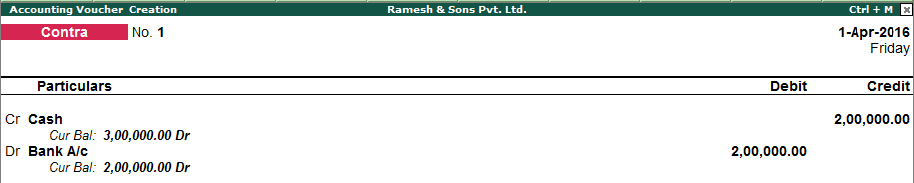 Tally (Contra Voucher)
