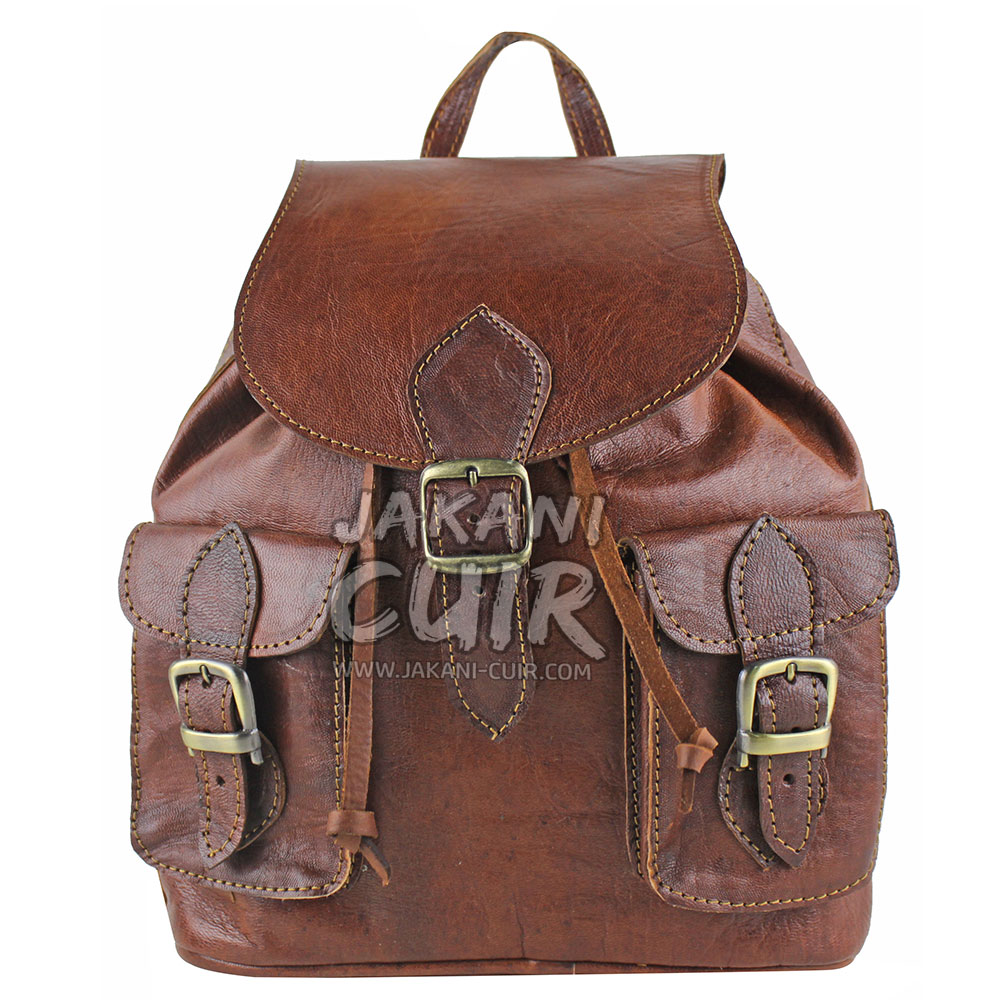 Jakani Cuir Nature: Vintage Moroccan leather backpack