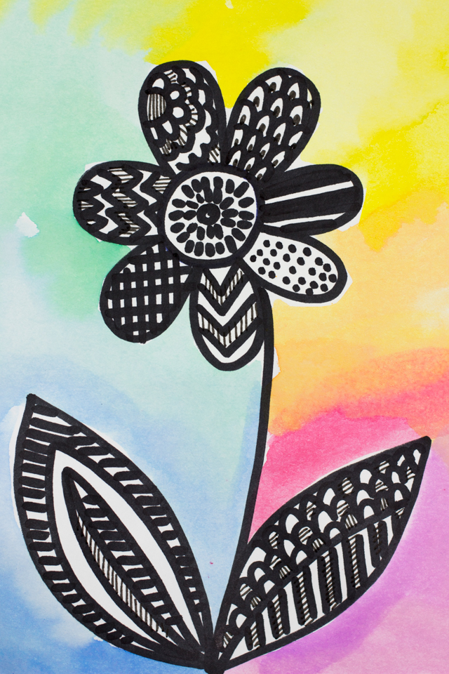 Pretty Zentangle Flower Art | Spring kids art, Spring flower art ...
