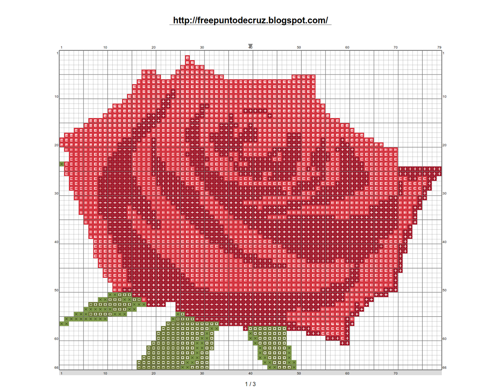 Dibujos Punto de Cruz Gratis: Rosa roja en patrones punto de cruz