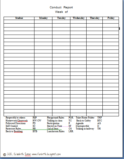 Conduct Form | Fun in Room 4B