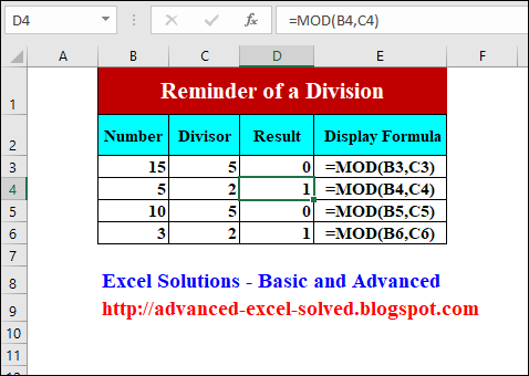 MOD Function Reminder of a Division | Excel Solutions - Basic and Advanced