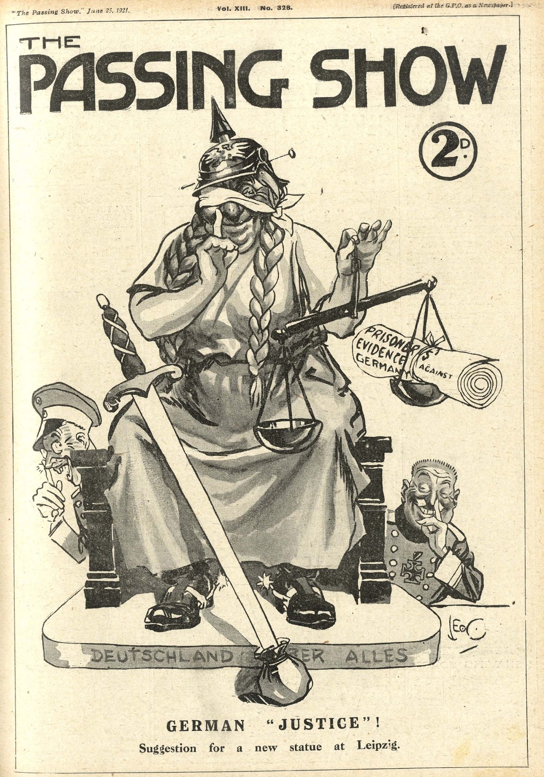 Cartoon Cliche Primer: German Justice 1921 Passing Show, Leo Cheney