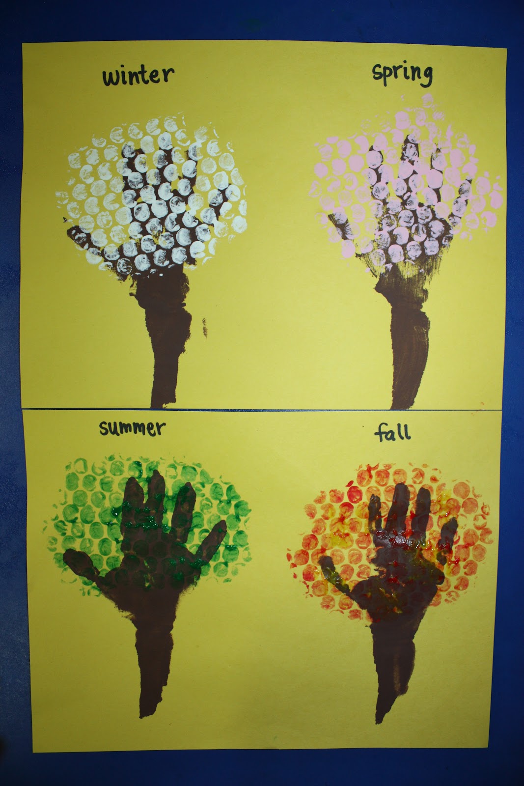Let's Play School: Hand Print Seasonal Trees