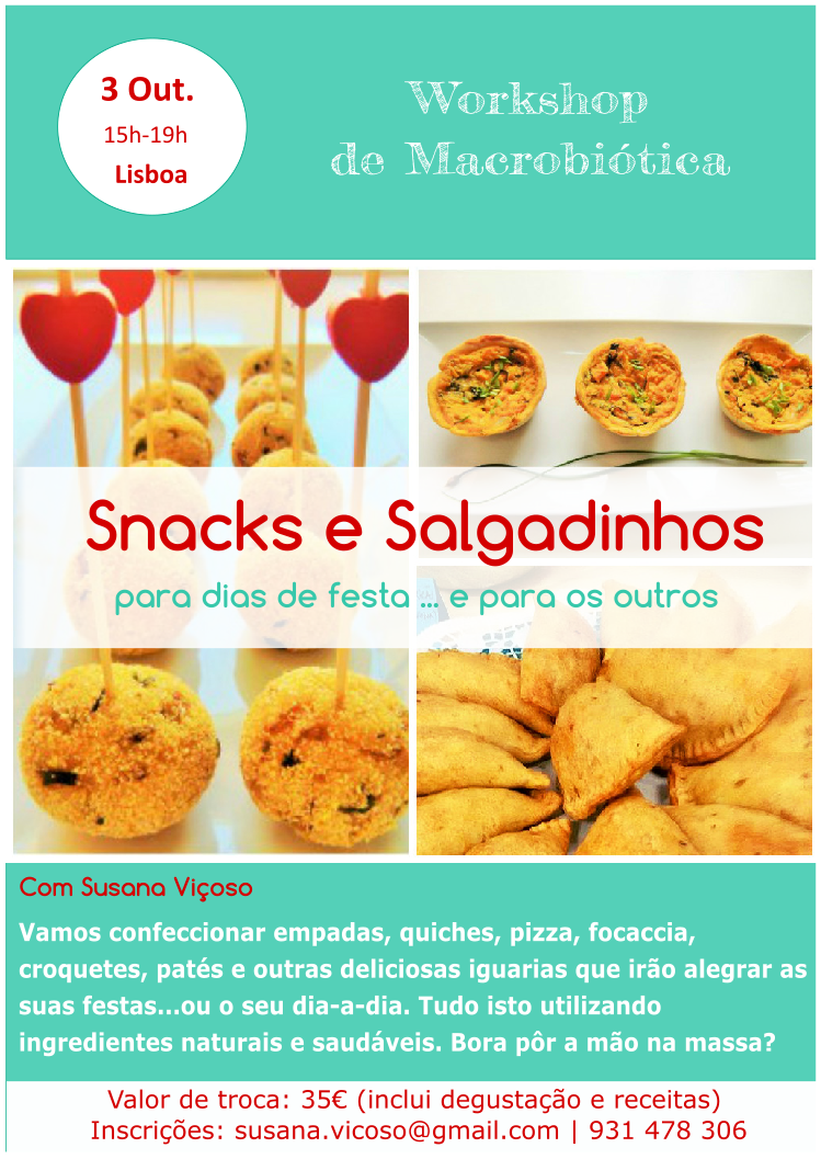 grão a grão : Workshop 'Snacks e Salgadinhos'