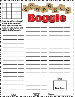 Boggle Worksheet