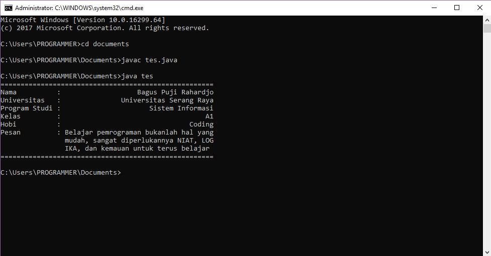 Struktur Dasar Bahasa Pemrograman Java - Part 1