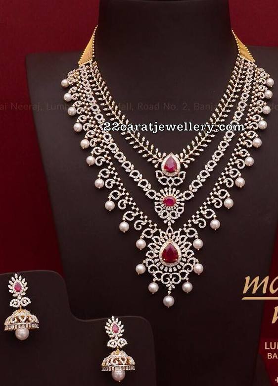Three Step Diamond Necklace by Mangatrai Neeraj - Jewellery Designs