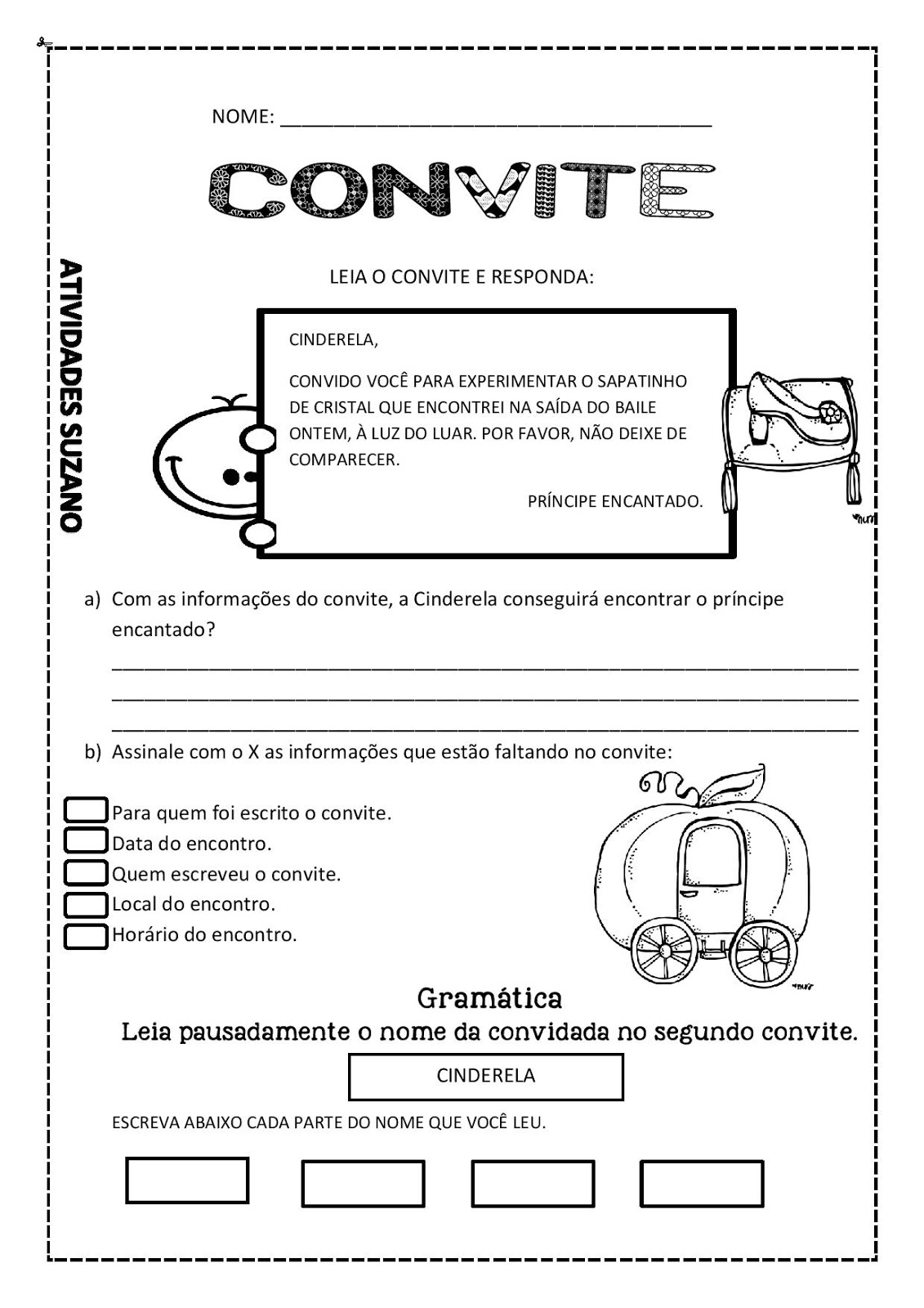 Atividades Genero Textual Convite 1 Ano Fundamental - RETOEDU