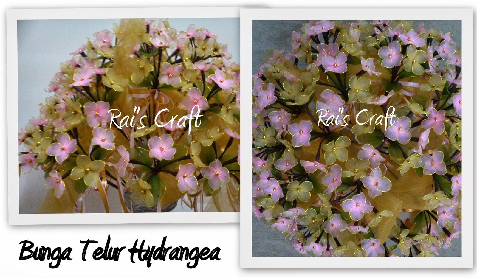 Rai's Craft: Bunga Telur Stokin Hydrangea..