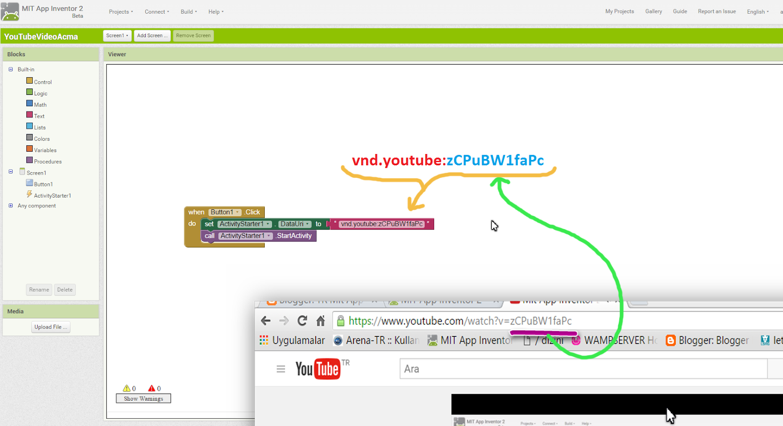 Mit App Inventor 2'deki Videoları Youtube Uygulamasında Açma - TR Mit ...