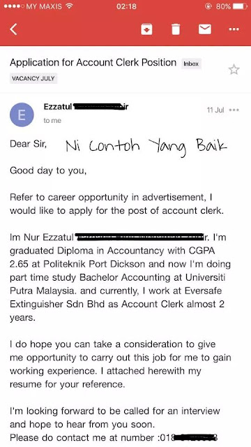 Contoh email yang baik untuk memohon pekerjaan