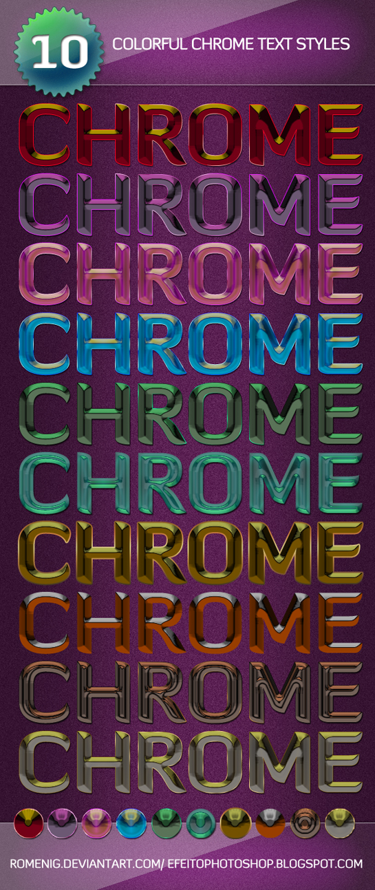 Efeito Photoshop: 10 Amazing Colorful Chrome Styles