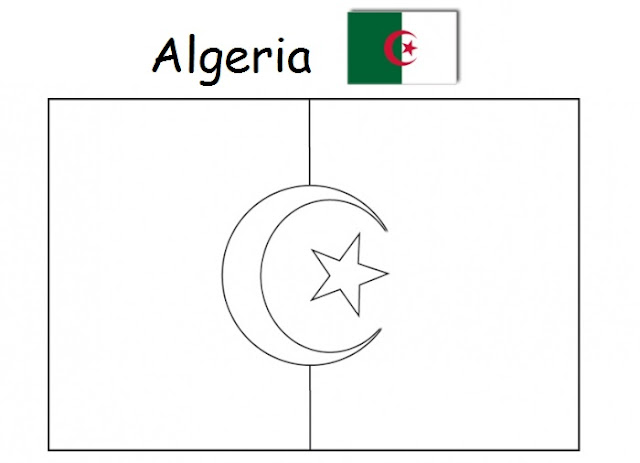 Geography Blog: Coloring page flag Algeria