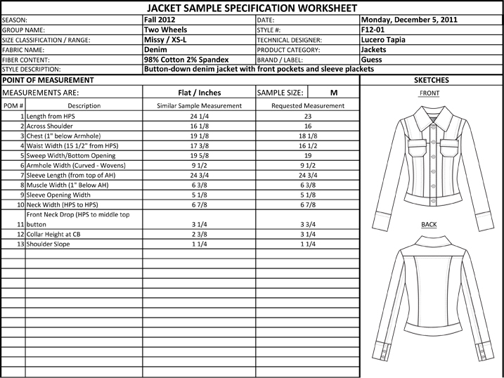 Lucero Tapia's Portfolio: Denim Jacket Tech Pack & Look For Less