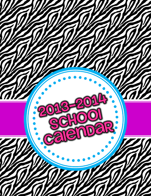 The Teaching Sweet Shoppe!: School is Wild! 2-Page Calendar in Zebra