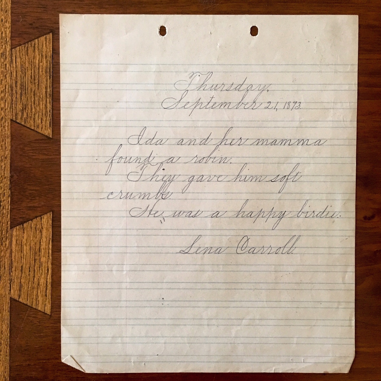 Content in a Cottage: 1873 Handwriting -- Cursive