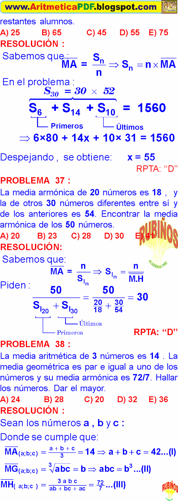 PROMEDIOS EJEMPLOS Y EJERCICIOS RESUELTOS