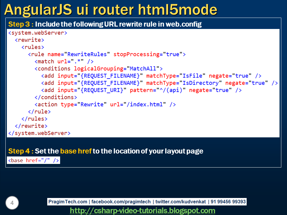 Sql server, .net and c# video tutorial: AngularJS ui router html5mode Sql server, .net and c# video tutorial: AngularJS ui router html5mode